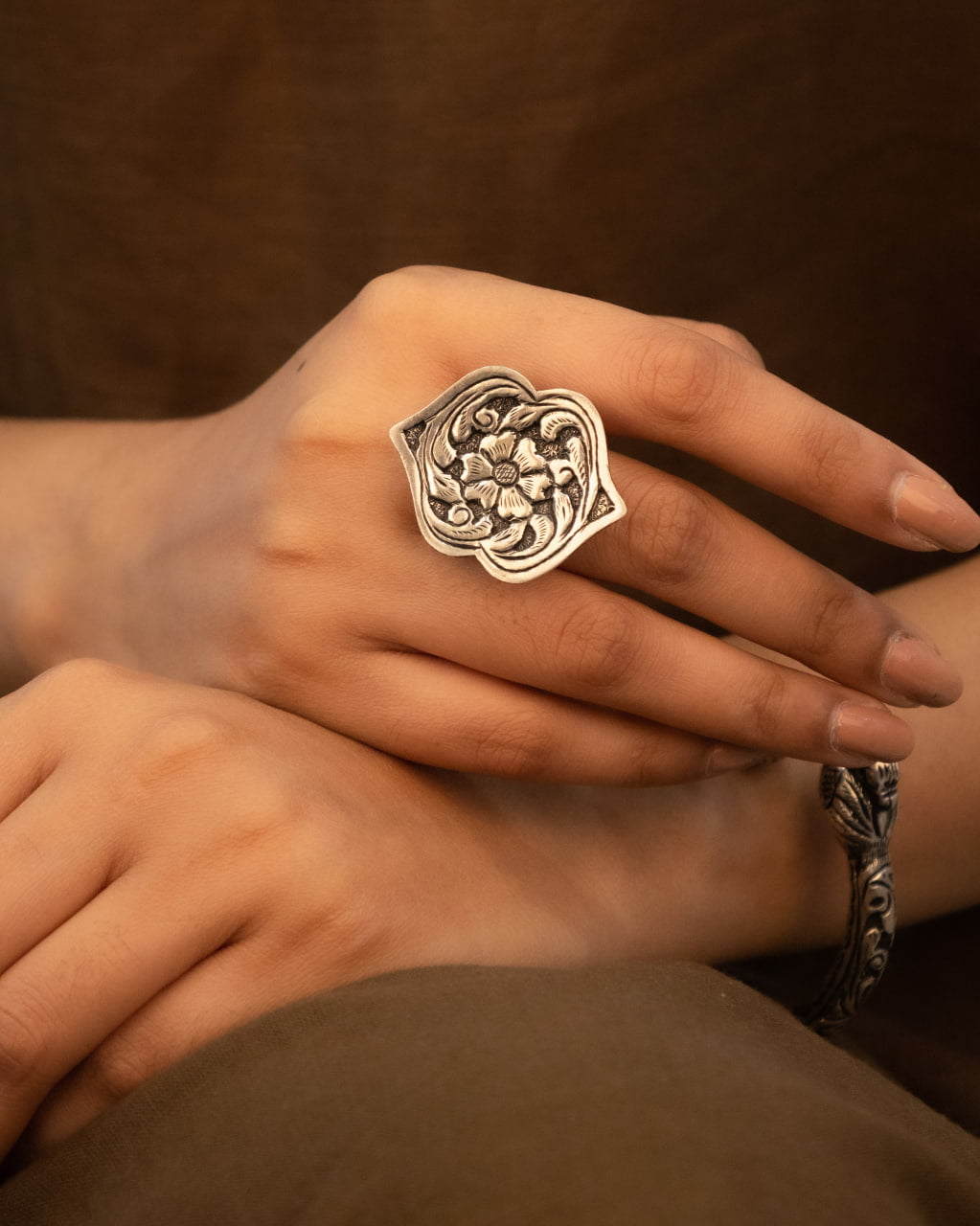 Anvaya flora vintage inspired chitai ring